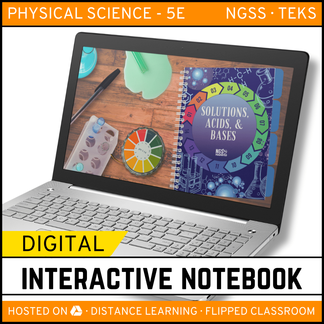 Solutions Acids and Bases Digital Interactive Notebook | NGS Magnified