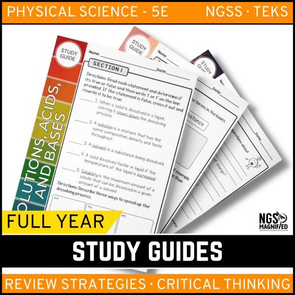 Physical Science Study Guide Bundle – Review, Sub Plans, Enrichment ...